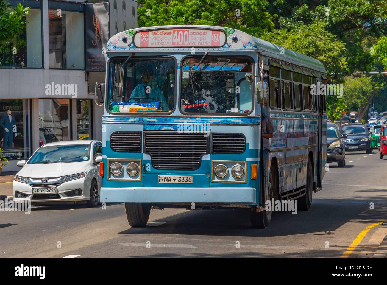 Colombo, Sri Lanka, January 18, 2022: Traditional colorful buses at ...