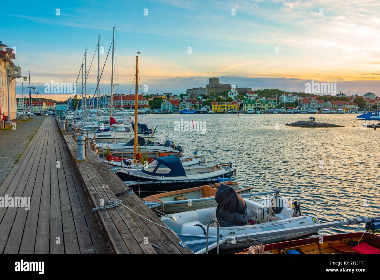 Marstrand, Sweden, July 10, 2022: Carlsten fortress behind the marina ...