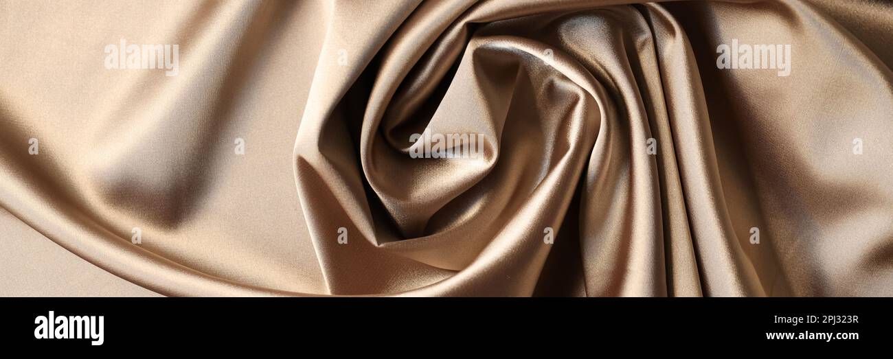 Beige satin fabric background. Texture of viscose is brown background ...
