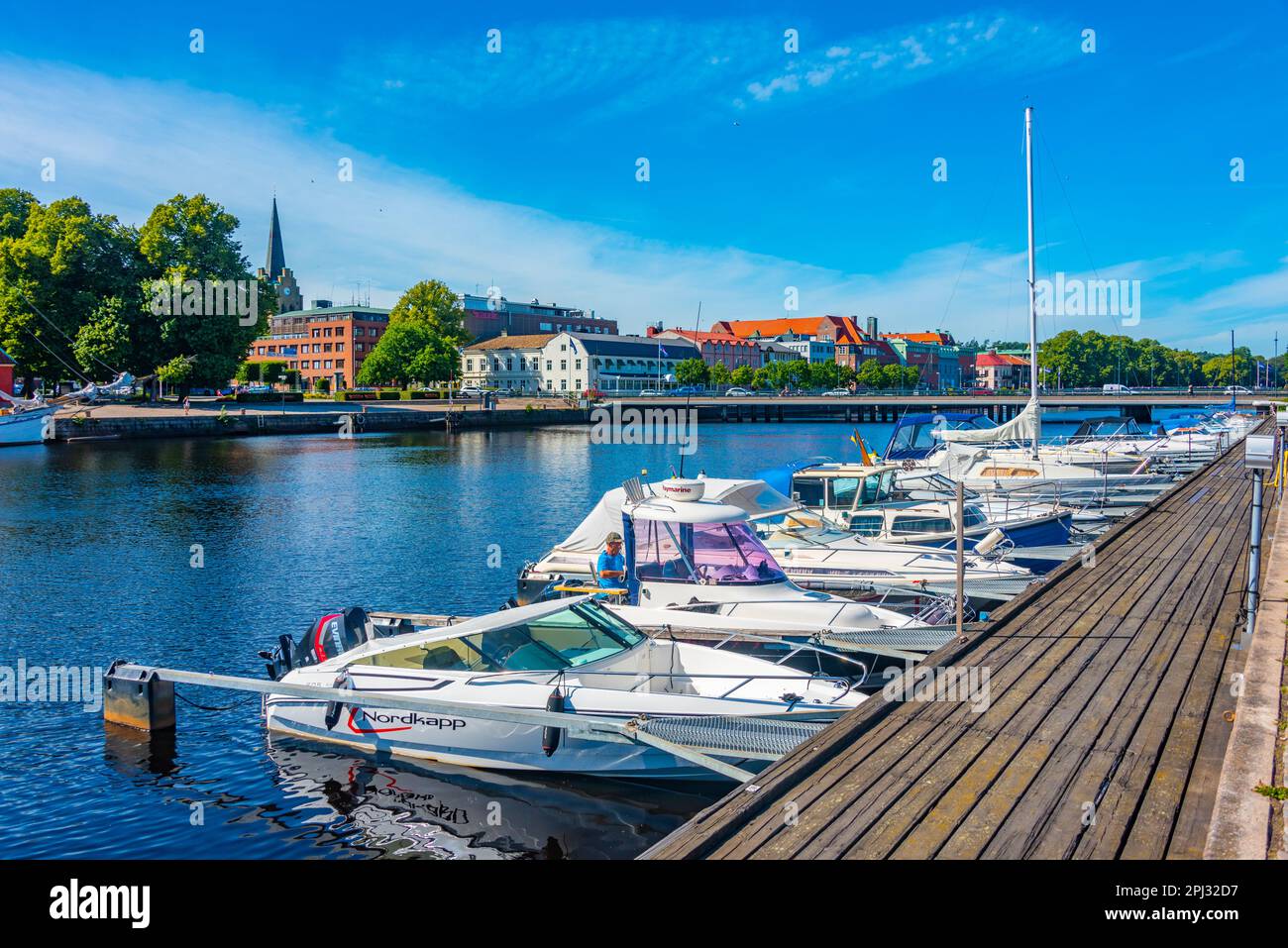 Halmstad, Sweden, July 12, 2022: Marina in Swedish town Halmstad Stock ...