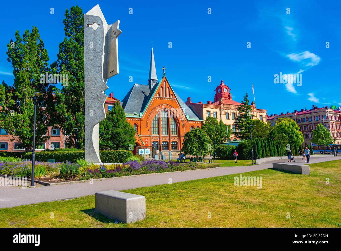 Halmstad, Sweden, July 12, 2022: Statue of a woman at Picasso park and ...