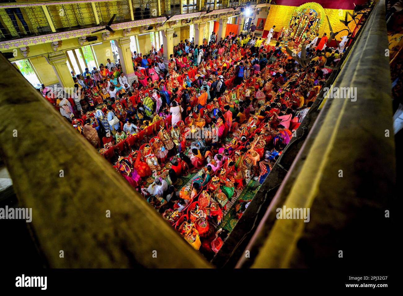 Top view of the Adyapith Temple showing around 2000 young girls as they ...
