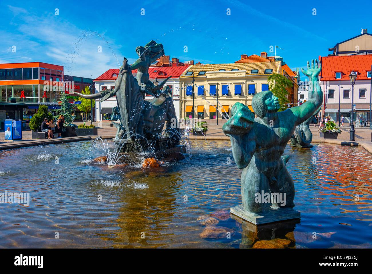 Halmstad, Sweden, July 12, 2022: Europe and the Bull in the center of ...