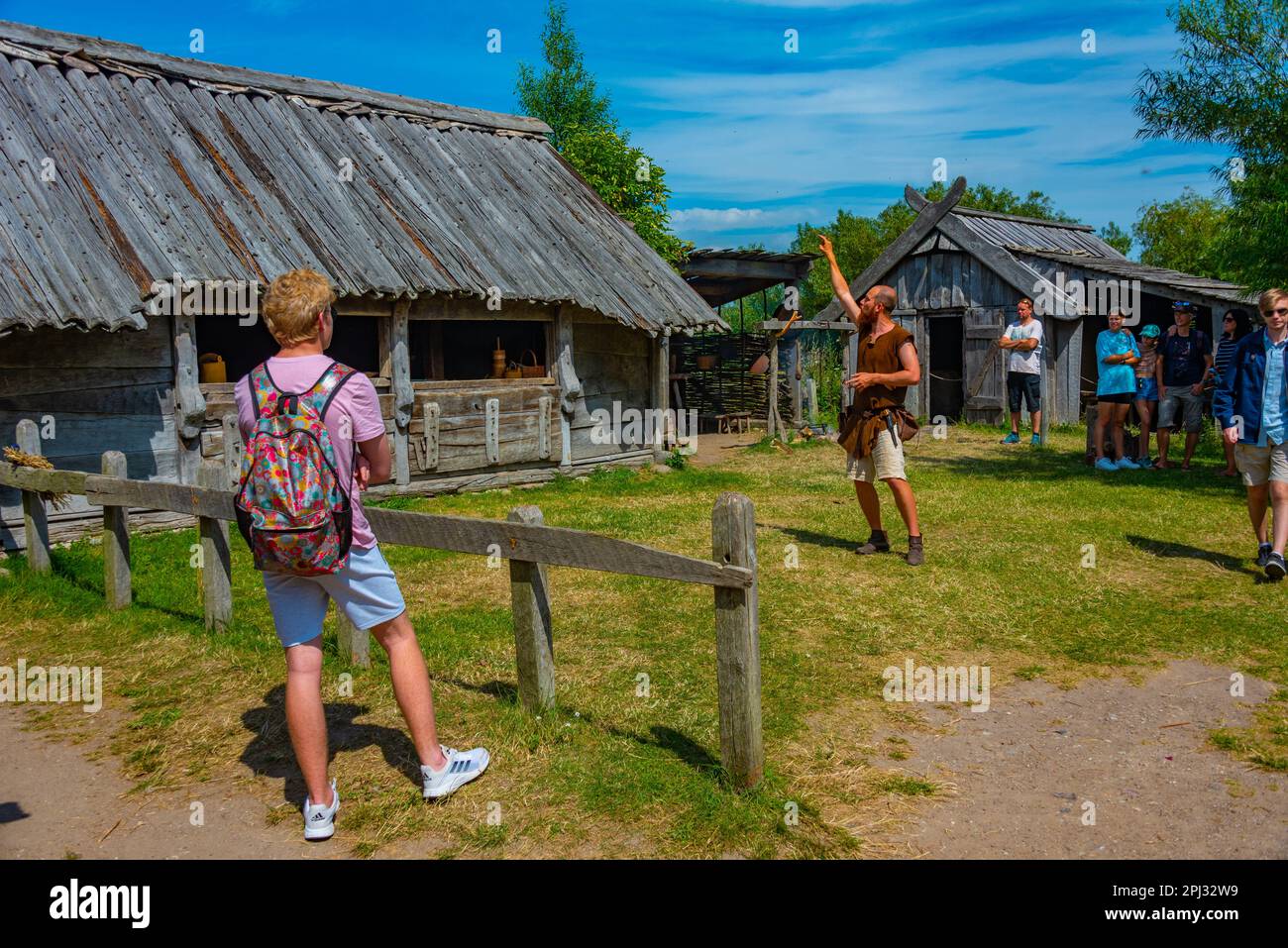 Foteviken, Sweden, July 13, 2022: Wooden huts at Foteviken viking ...