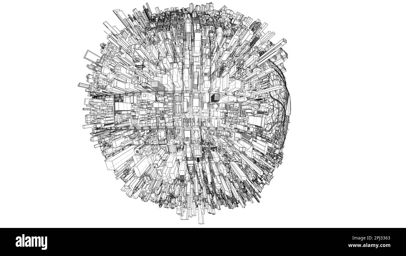 3d city sphere. Vector rendering of 3d Stock Vector Image & Art - Alamy
