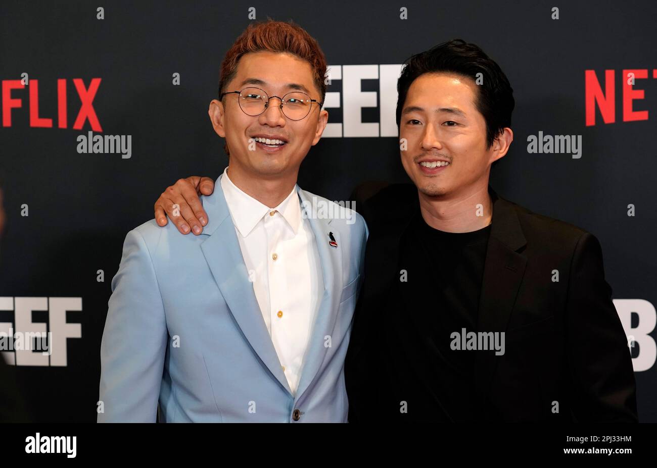 Lee Sung Jin, left, the creator/showrunner/executive producer/director of "Beef," poses with ...