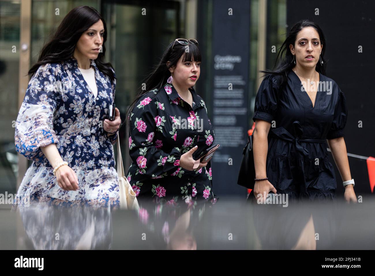 (L-R) Nicole Meyer, Elly Sapper and Dassi Erlich departs from the ...