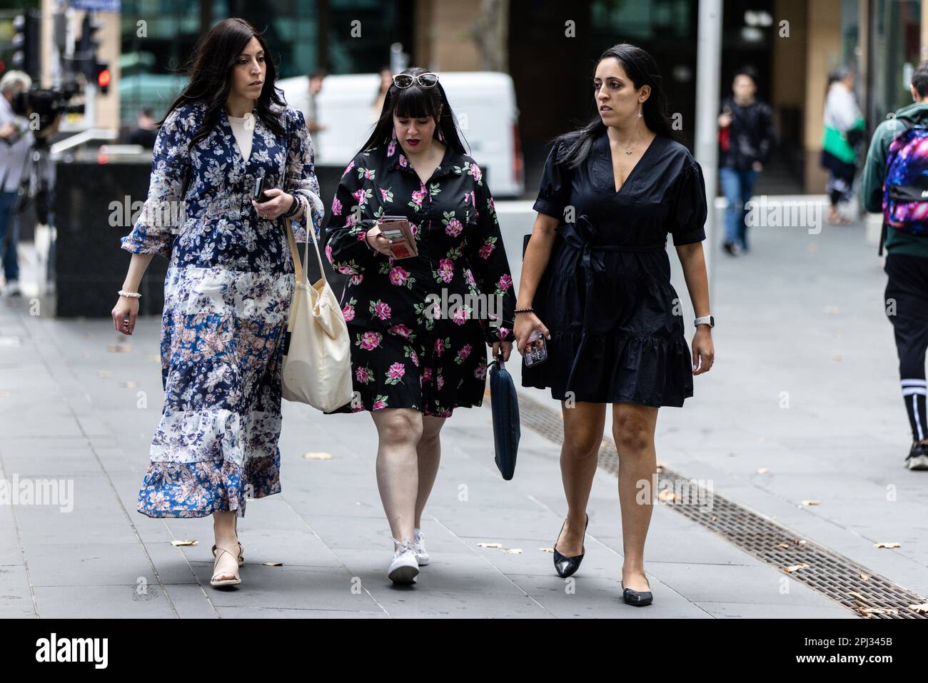 (L-R) Nicole Meyer, Elly Sapper and Dassi Erlich departs from the ...