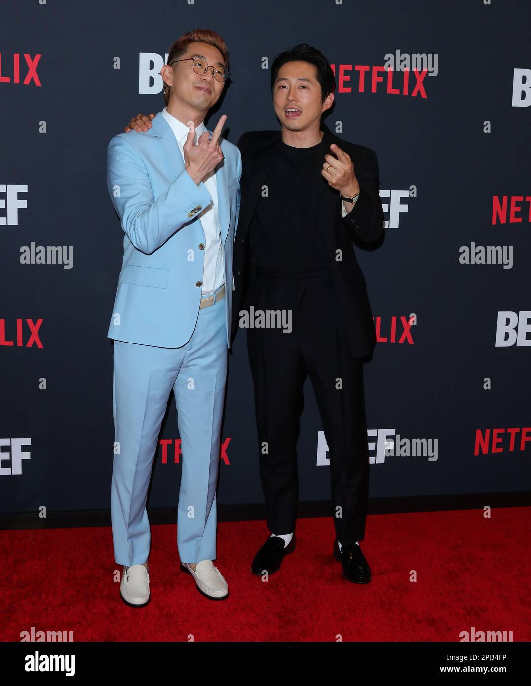 Hollywood, USA. 30th Mar, 2023. Lee Sun Jin, Steven Yeun arrives at The Los Angeles Premiere of ...