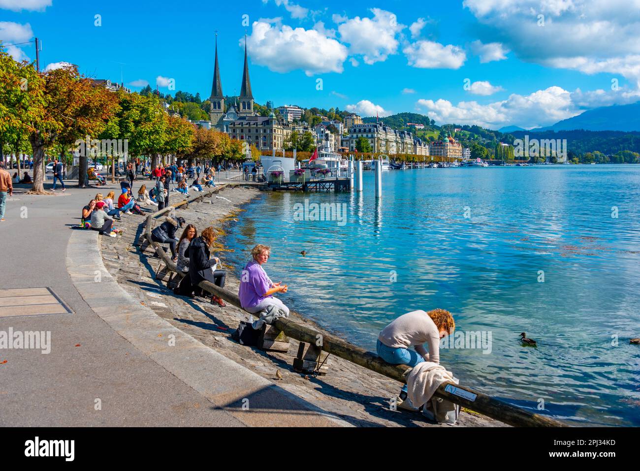 Luzern, Switzerland, September 20, 2022: Waterfront of lake Lucerne in ...
