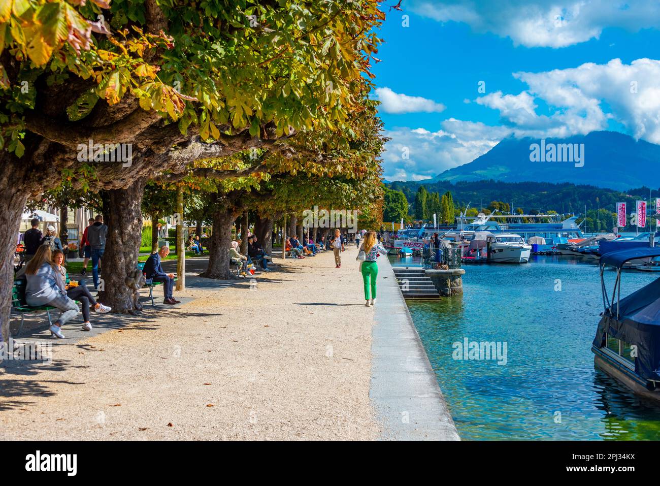 Luzern, Switzerland, September 20, 2022: Waterfront of lake Lucerne in ...