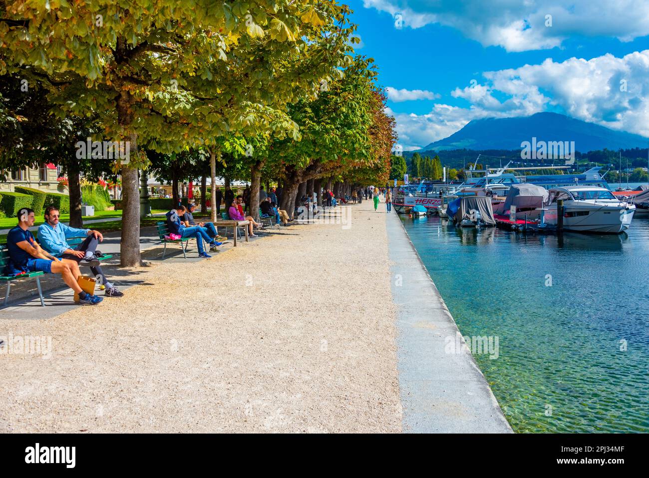 Luzern, Switzerland, September 20, 2022: Waterfront of lake Lucerne in ...