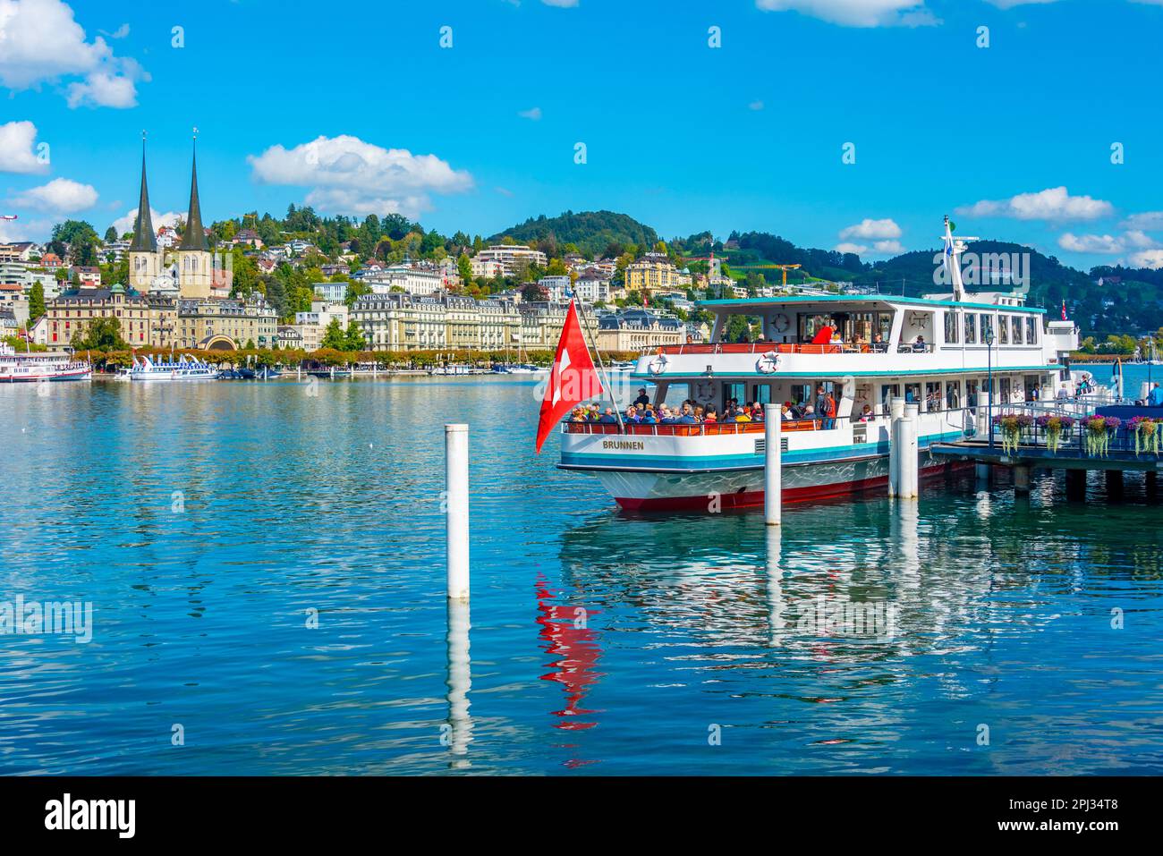 Luzern, Switzerland, September 20, 2022: Waterfront of lake Lucerne ...