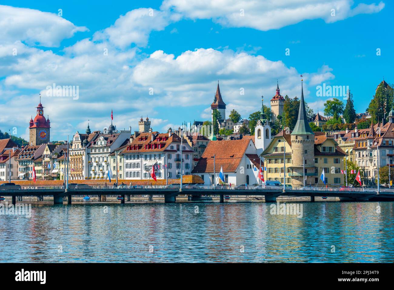 Luzern, Switzerland, September 20, 2022: Seebruecke over lake Lucerne ...