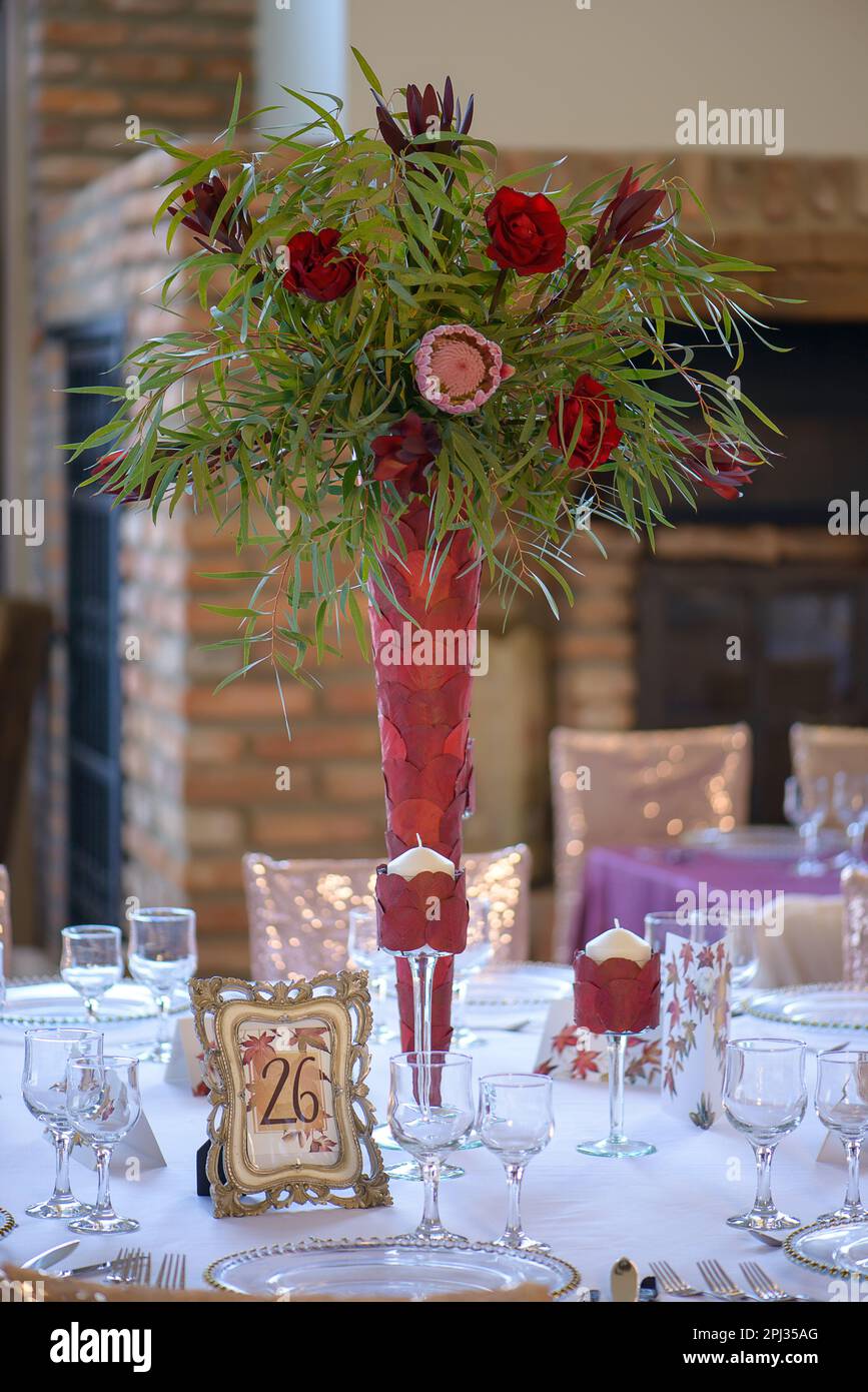 Table arrangement featuring exquisite glassware, beautiful floral ...