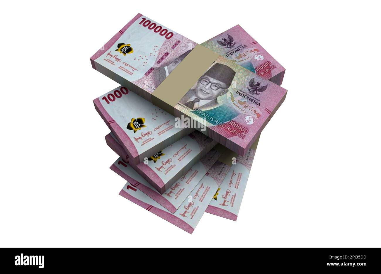 Rupiah indonesia money paper banknote thr white background 3d Stock ...