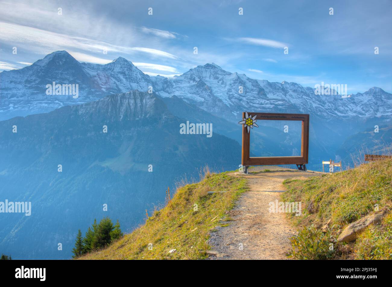 Interlaken, Switzerland, September 23, 2022: Tourist frame and Panorama ...