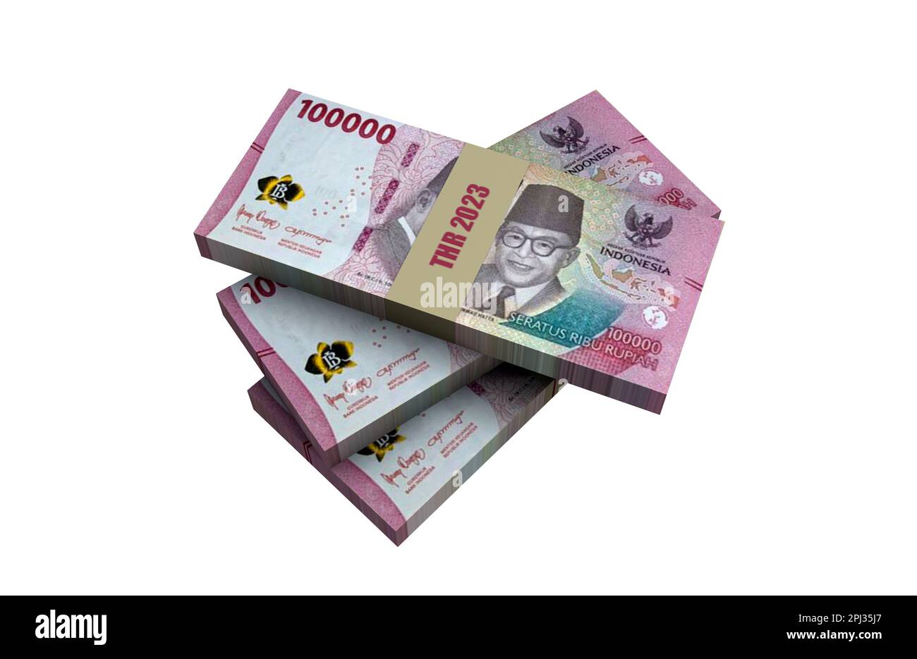 Rupiah indonesia money paper banknote thr white background 3d Stock ...