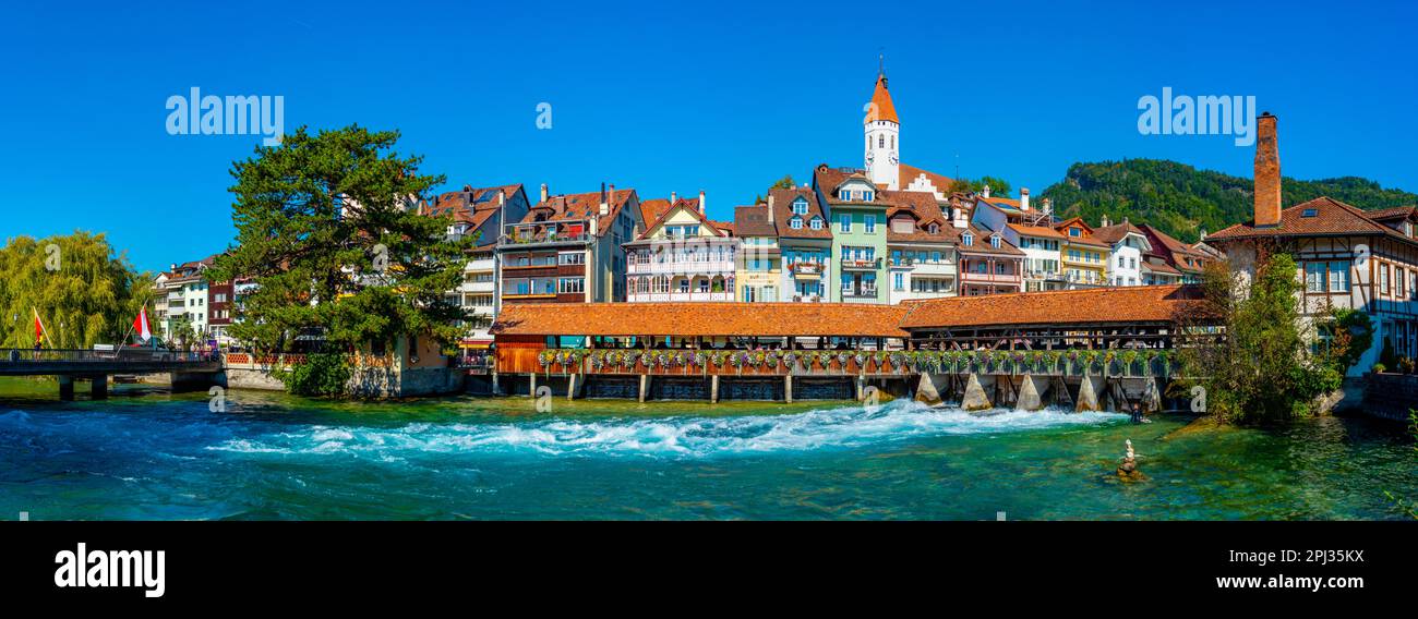 Thun, Switzerland, September 22, 2022: Untere Schleuse covered bridge ...