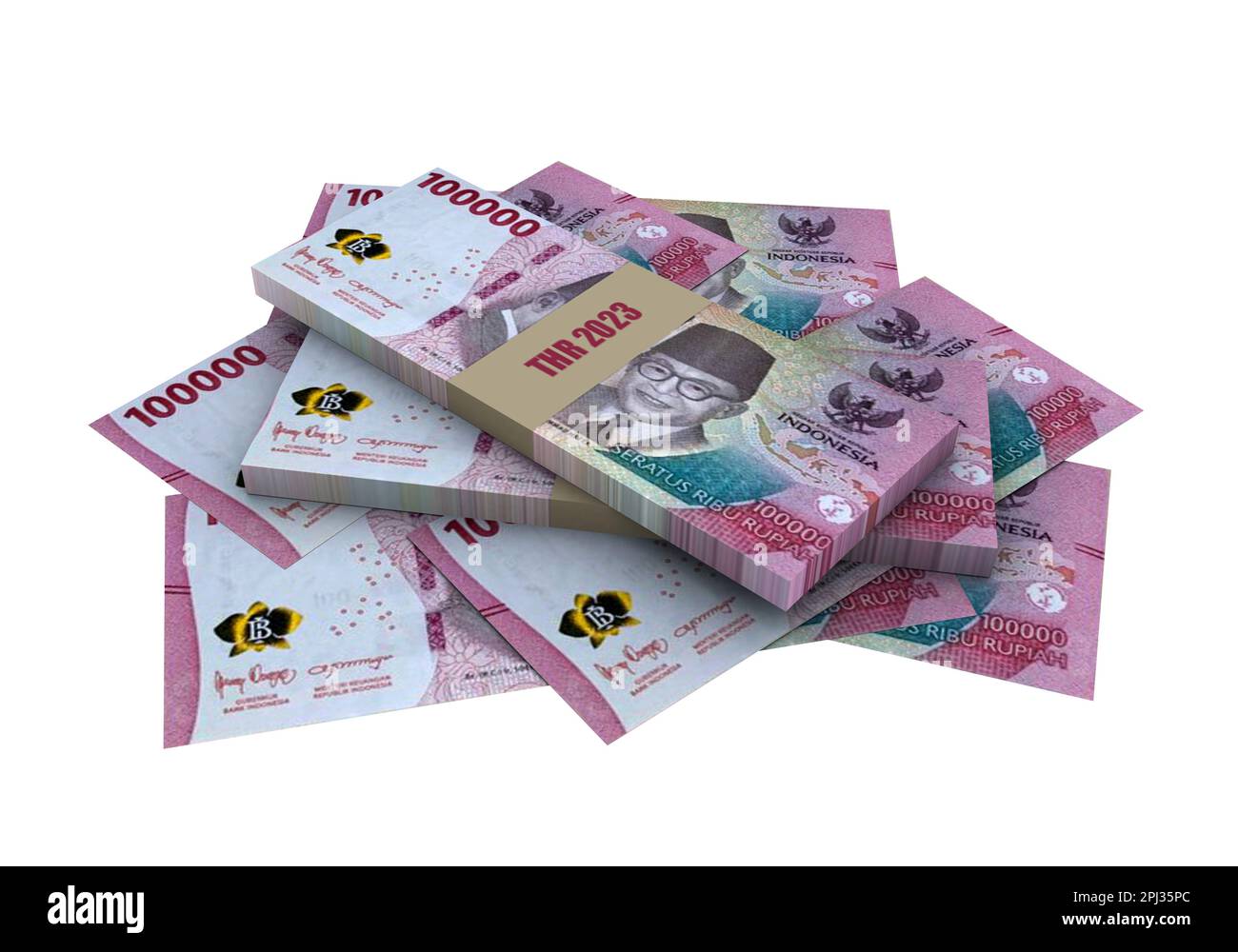Rupiah indonesia money paper banknote thr white background 3d Stock ...