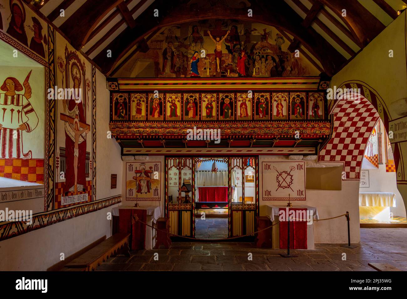 Cardiff, Wales, September 16, 2022: Interior of Saint Teilo's Church at St. Fagans National ...