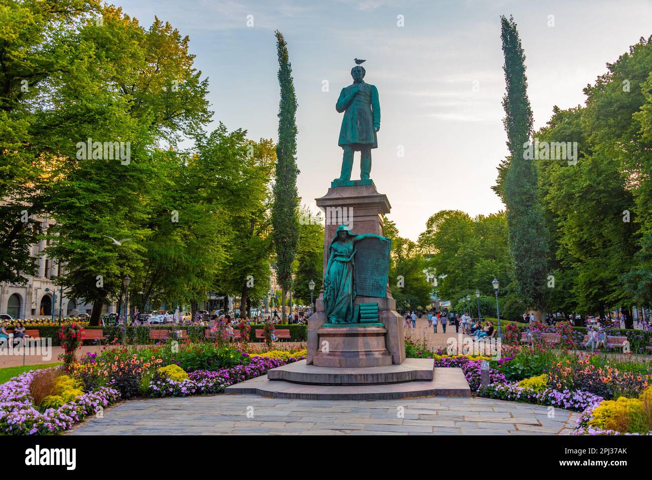 Helsinki, Finland, July 20, 2022:Statue of JL Runeberg, the national ...