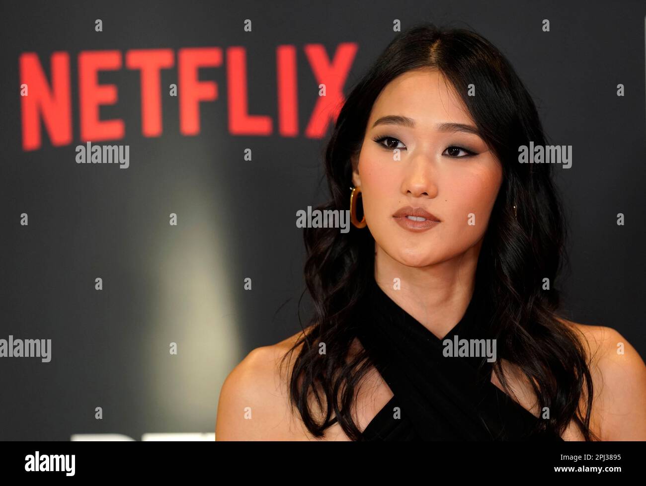 Andie Ju poses at the premiere of the Netflix series "Beef," Thursday, March 30, 2023, at the ...