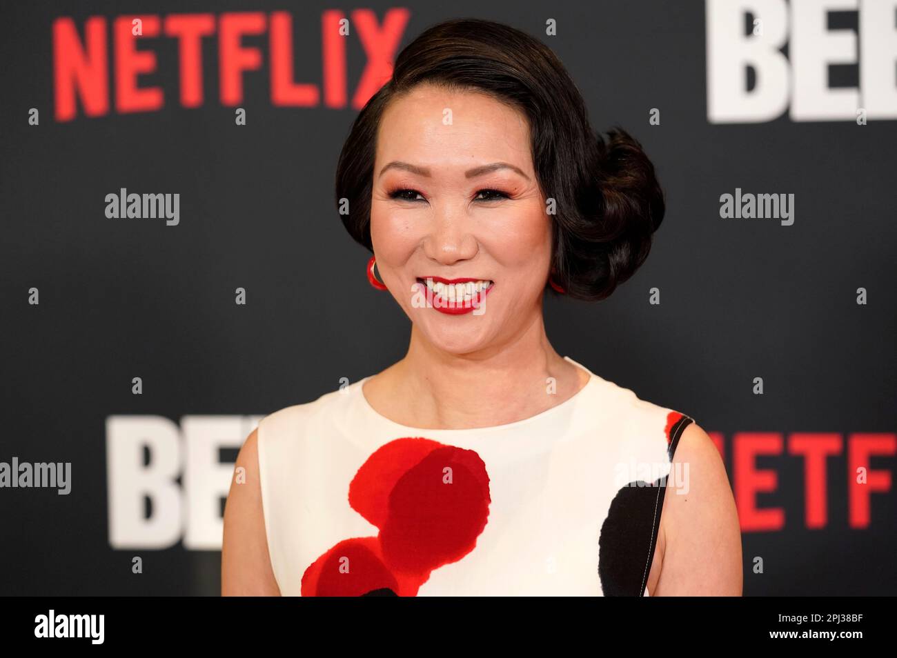 Hikari poses at the premiere of the Netflix series "Beef," Thursday, March 30, 2023, at the ...