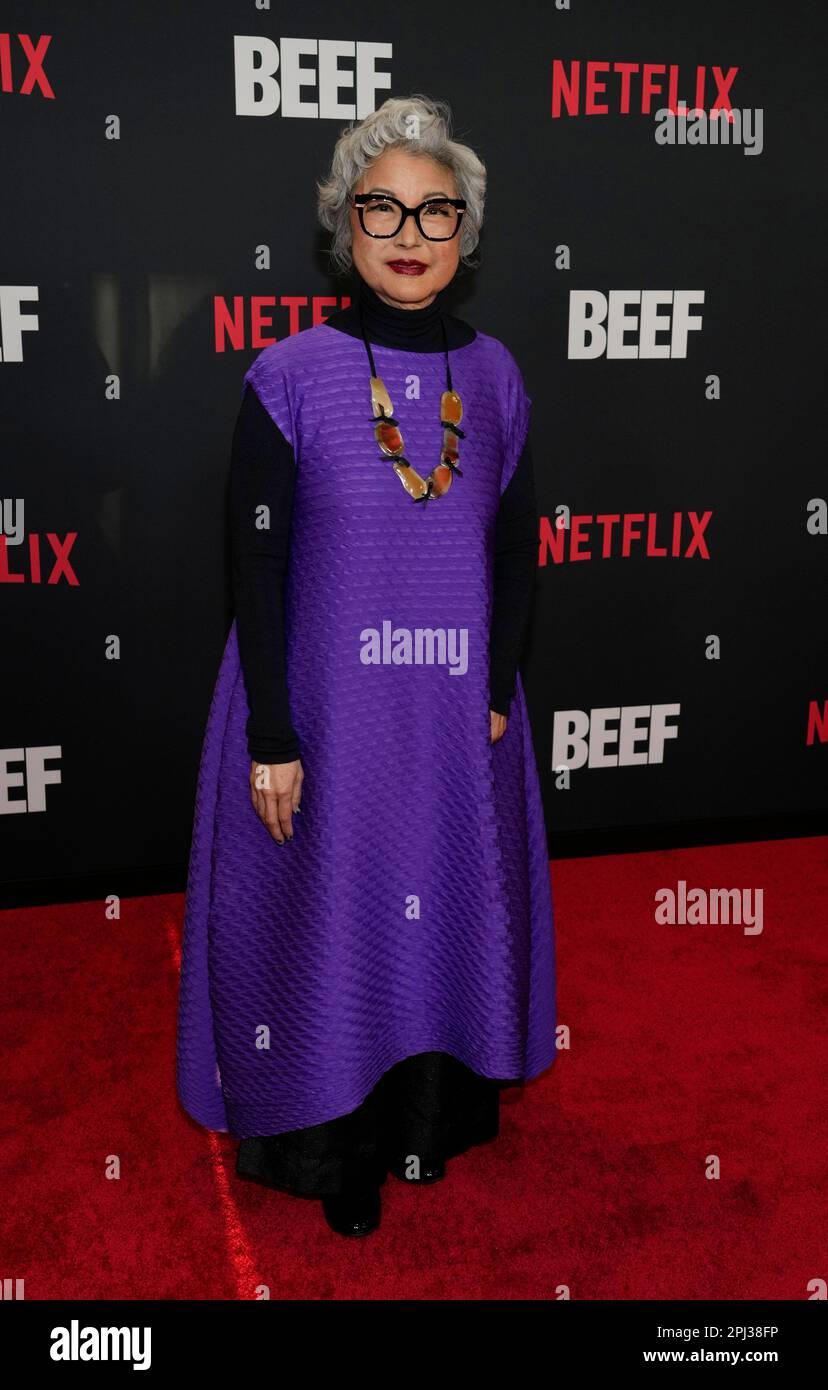 Patti Yasutake poses at the premiere of the Netflix series "Beef ...