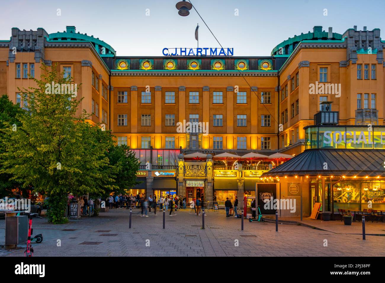 Vaasa, Finland, July 23, 2022: Sunset view of Hovioikeudenpuistikko ...
