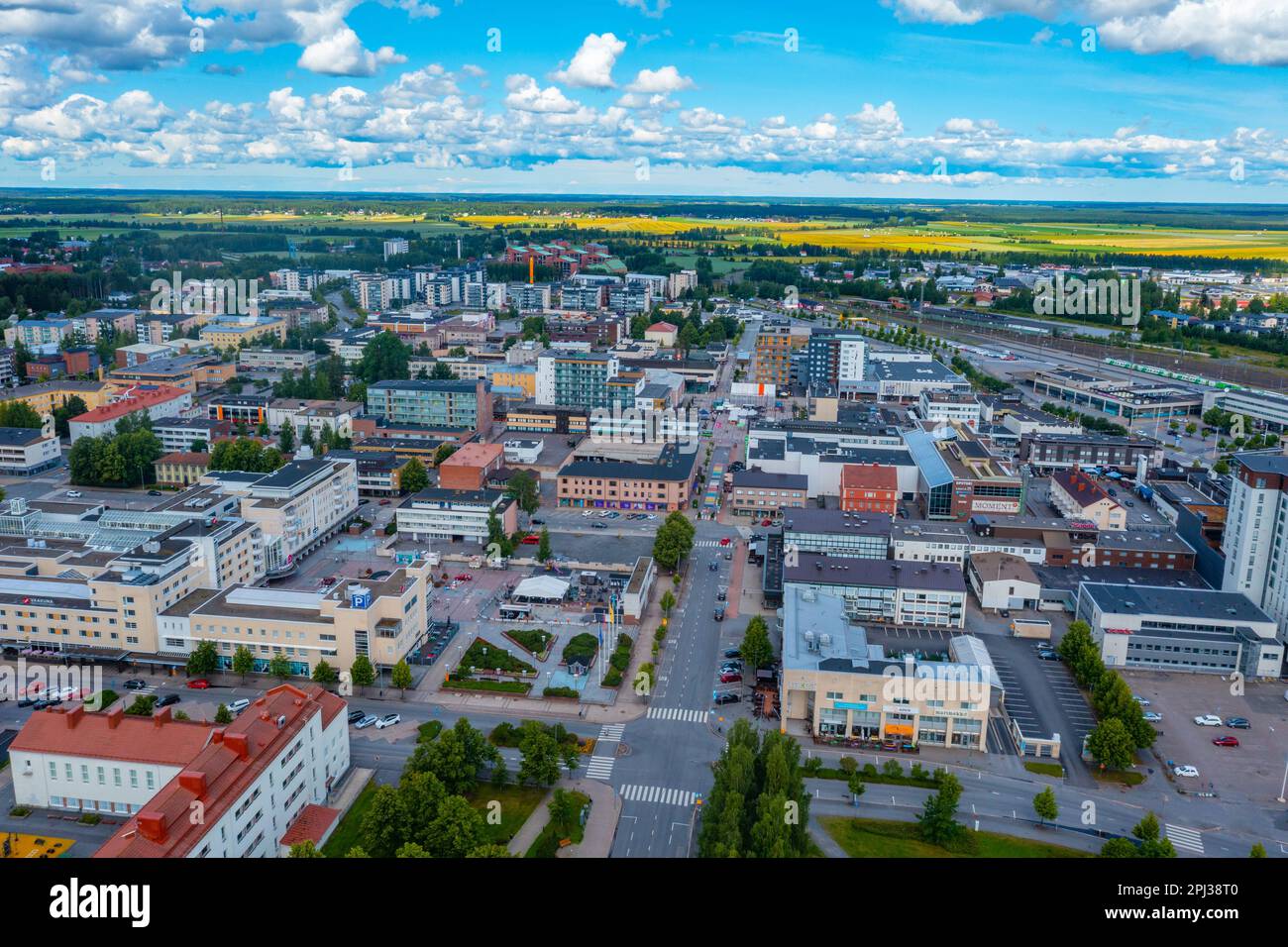 Seinäjoki , Finland, July 24, 2022: Aerial view of Finnish town ...