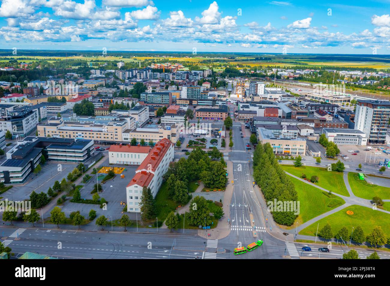 Seinäjoki , Finland, July 24, 2022: Aerial view of Finnish town ...