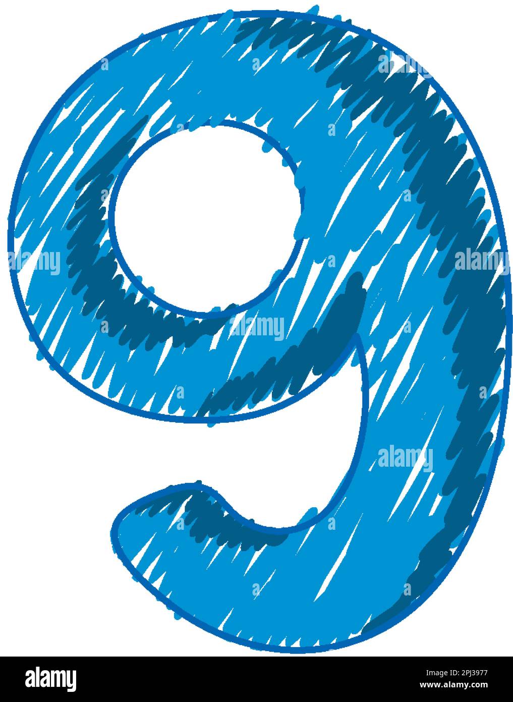 Number nine in pencil colour sketch simple style illustration Stock ...