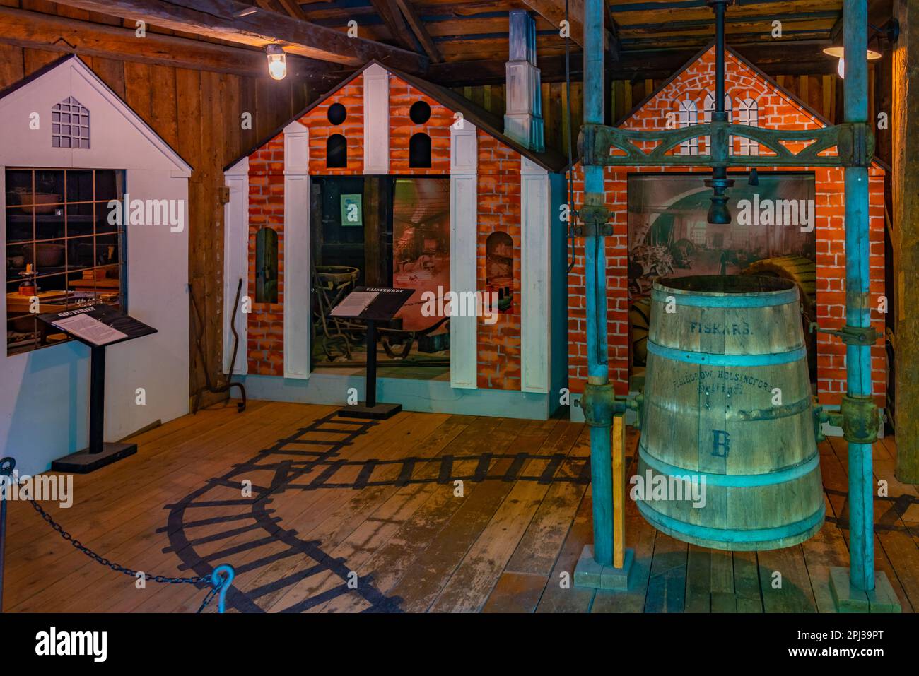 Fiskars, Finland, July 28, 2022: Interior of brick building of old ...