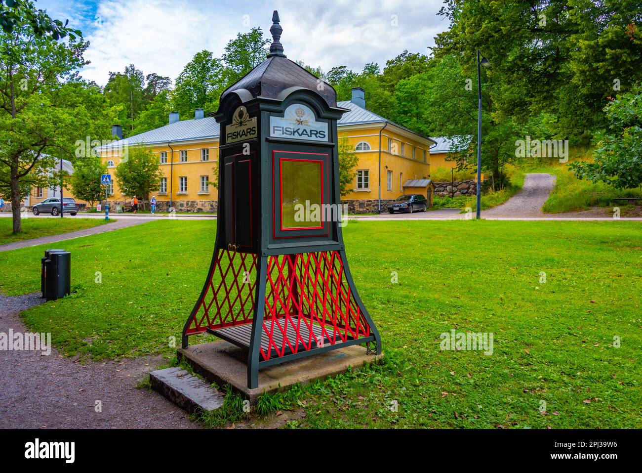 Fiskars, Finland, July 28, 2022: Old telephone booth at old factory in ...
