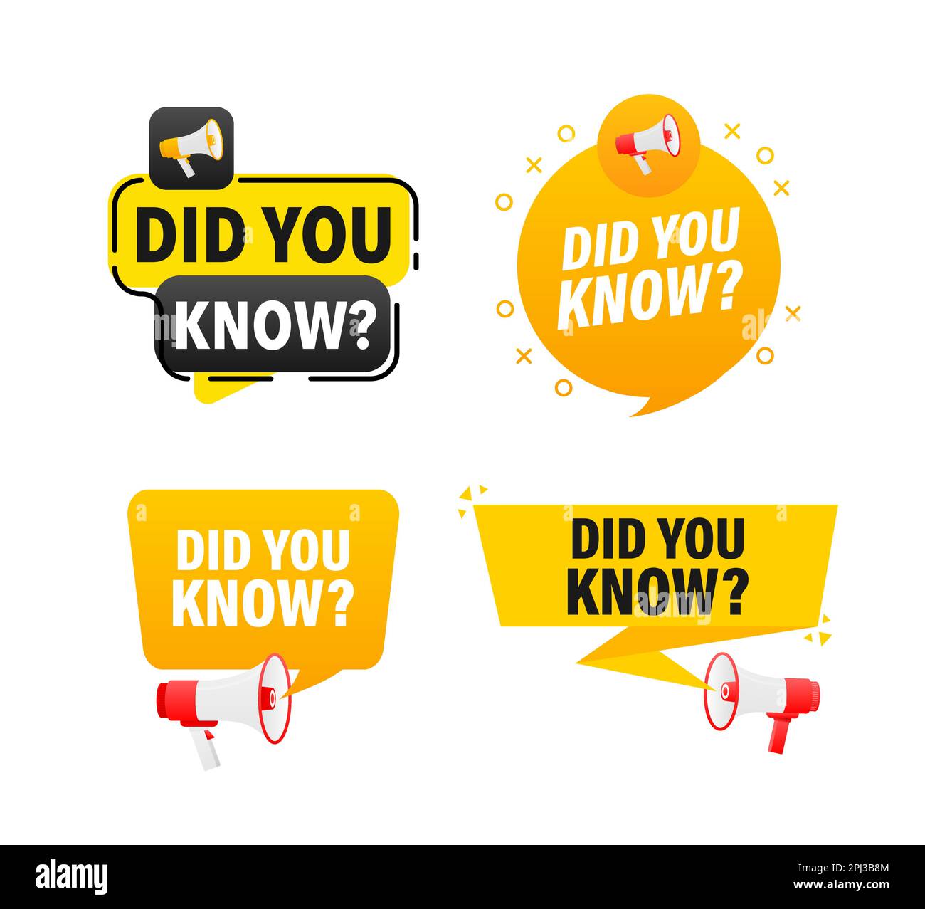 Megaphone label set with text did you know. Did you know announcement ...