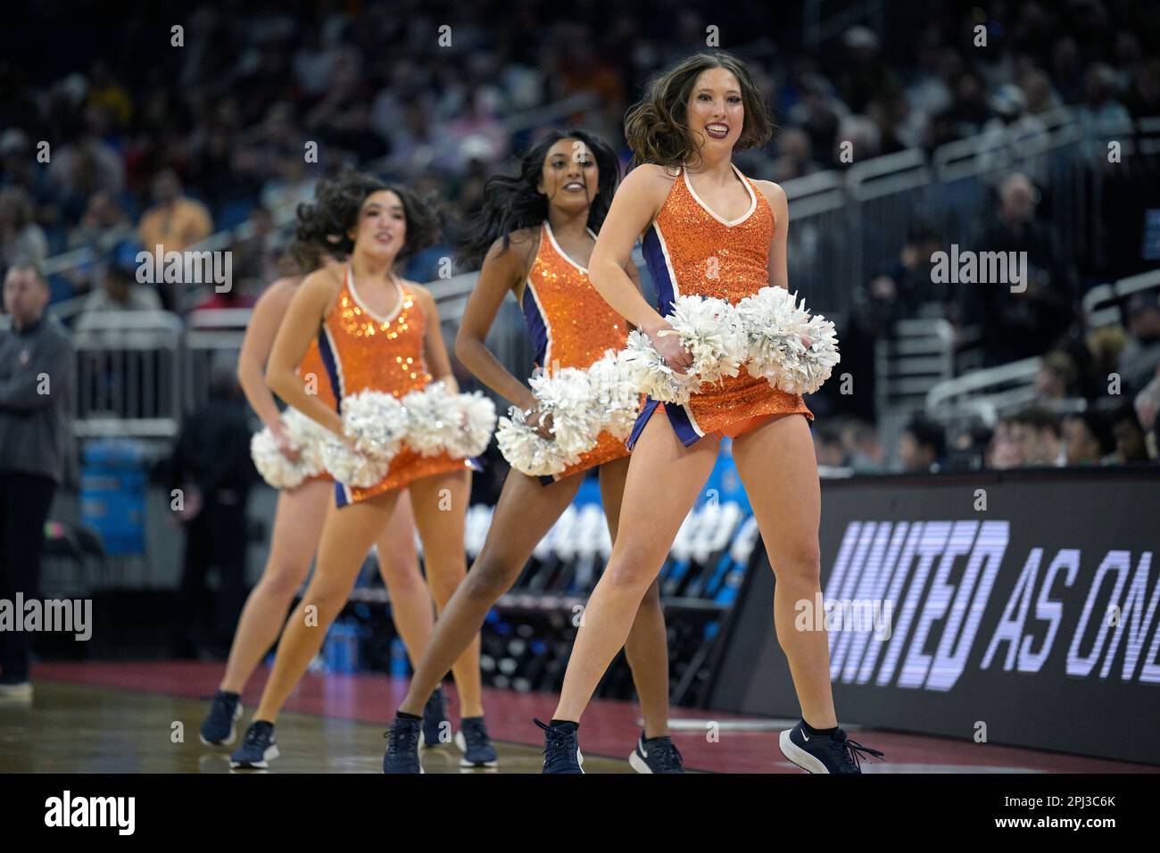 Virginia dancers perform on the court during the second half of a first ...