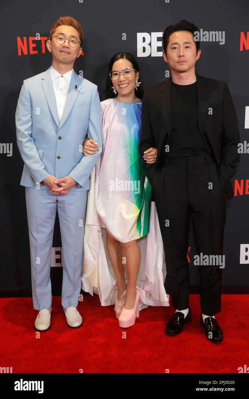 Los Angeles, California, USA. 30th Mar, 2023. Lee Sung Jin, Ali Wong, Steven Yeun. Los Angeles ...