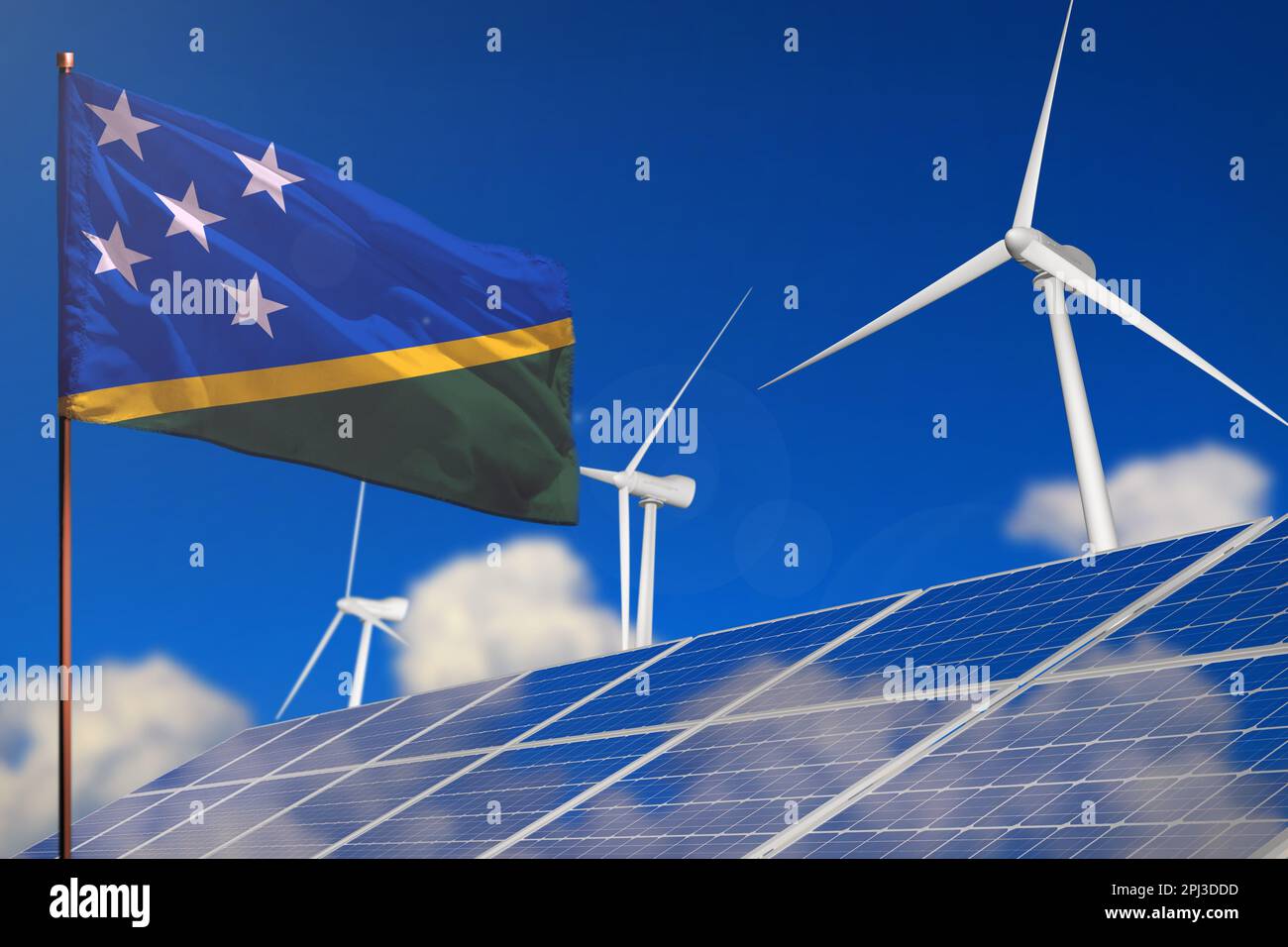 Solomon Islands renewable energy, wind and solar energy concept with ...