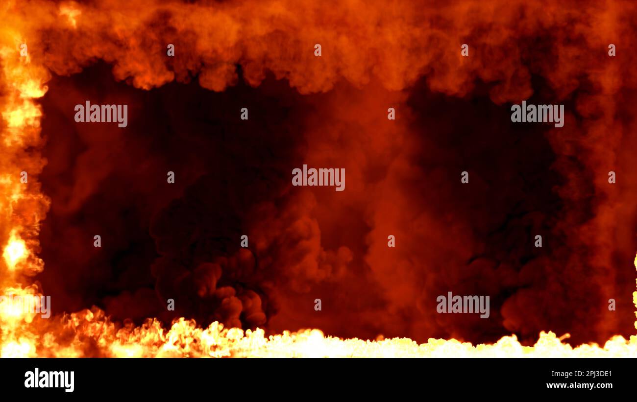 Square frame for content of blazing red fire lines, isolated - object ...