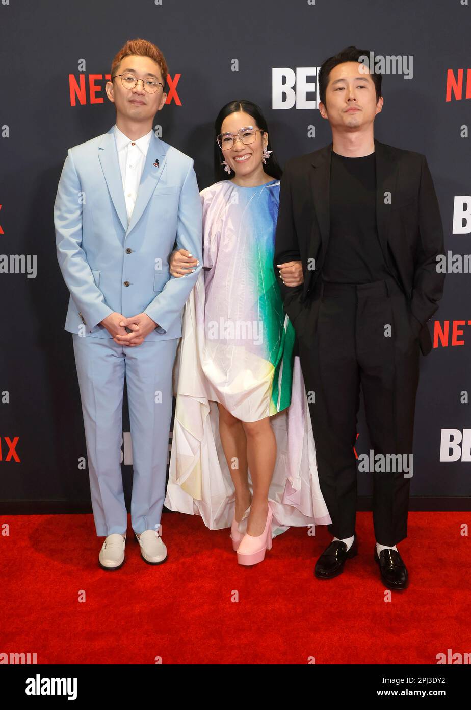 Los Angeles, California, USA. 30th Mar, 2023. Lee Sung Jin, Ali Wong, Steven Yeun. Los Angeles ...