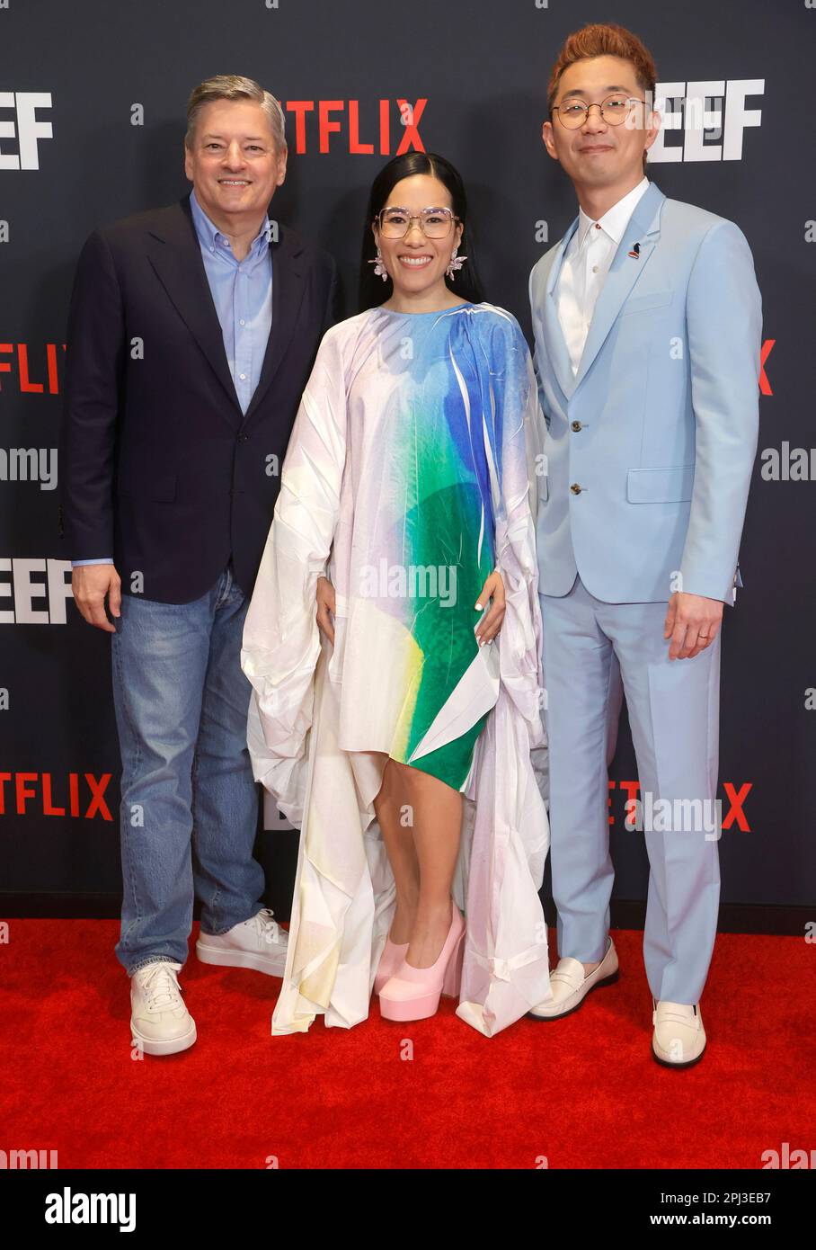 Los Angeles, California, USA. 30th Mar, 2023. Lee Sung Jin, Ali Wong, Steven Yeun. Los Angeles ...