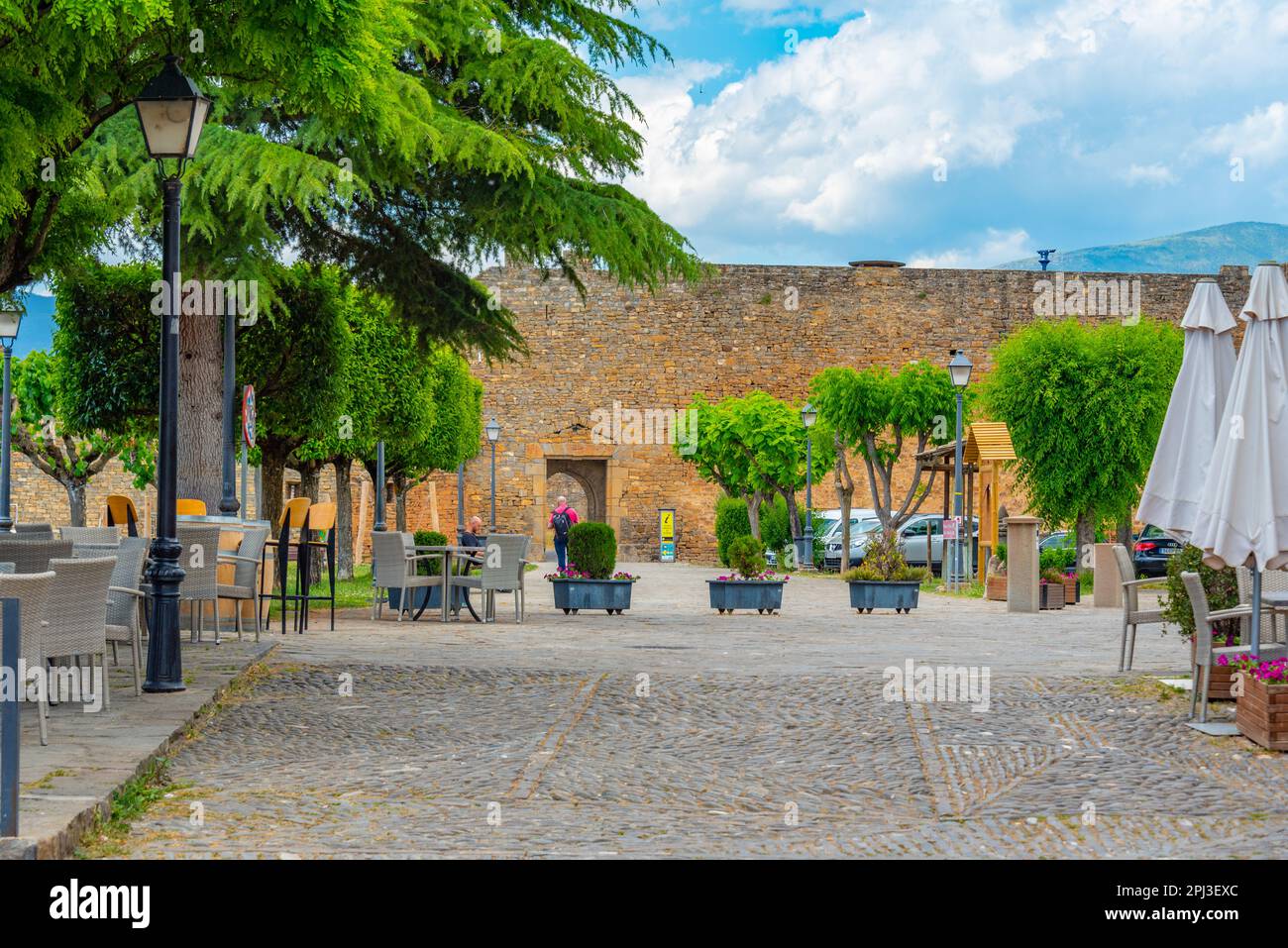 Ainsa, Spain, May 31, 2022: Plaza Mayor in Spanish village Ainsa Stock ...