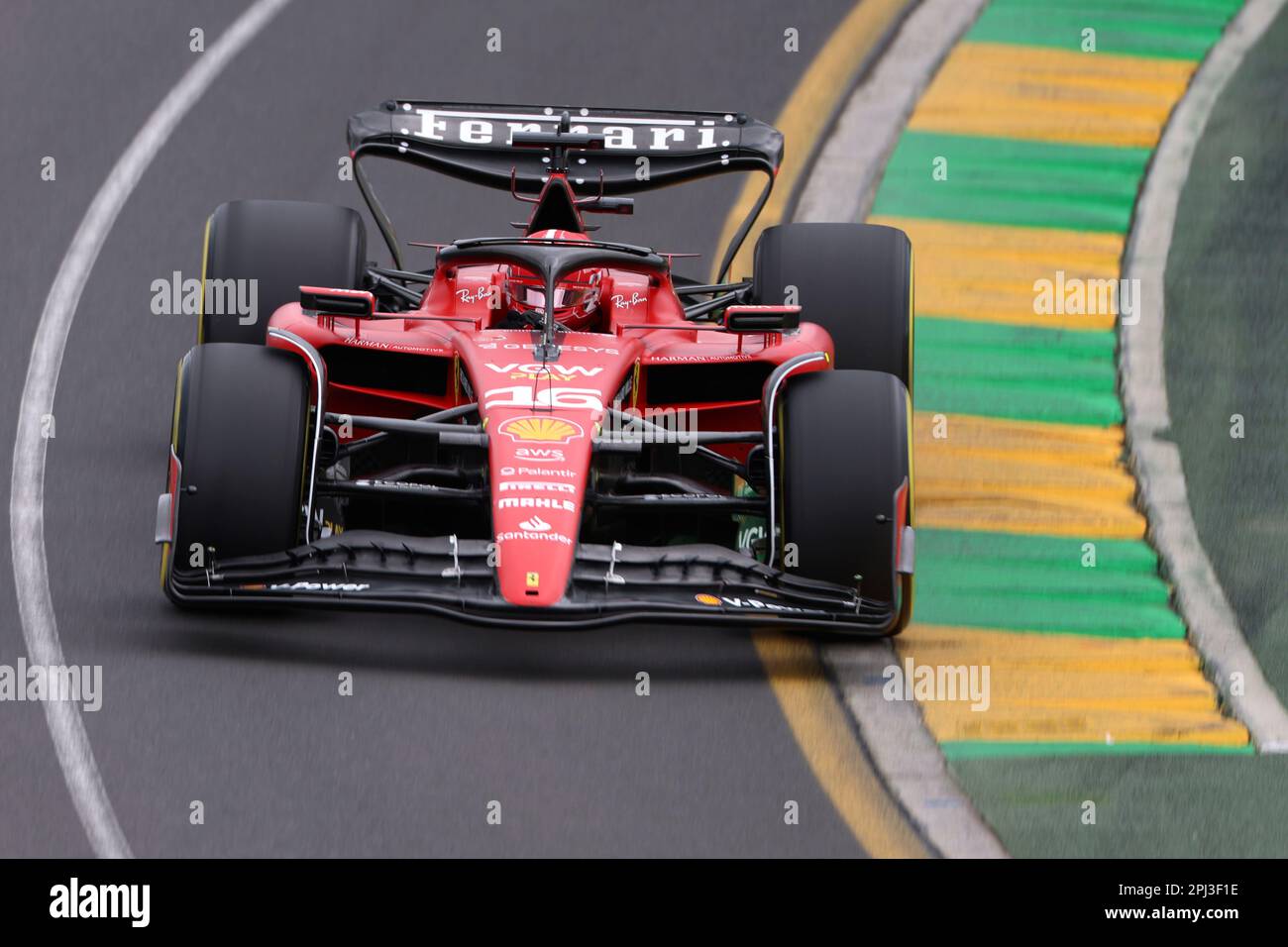 Ferrari driver Charles Leclerc of Monaco races his car during a ...