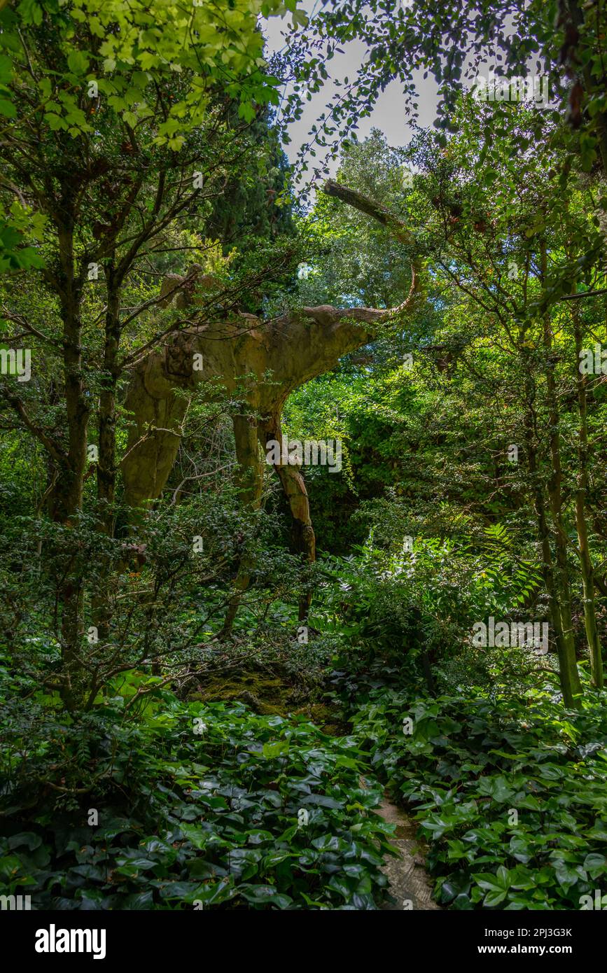 Pubol, Spain, May 26, 2022: Elephant statues at Castell Gala Dali de ...