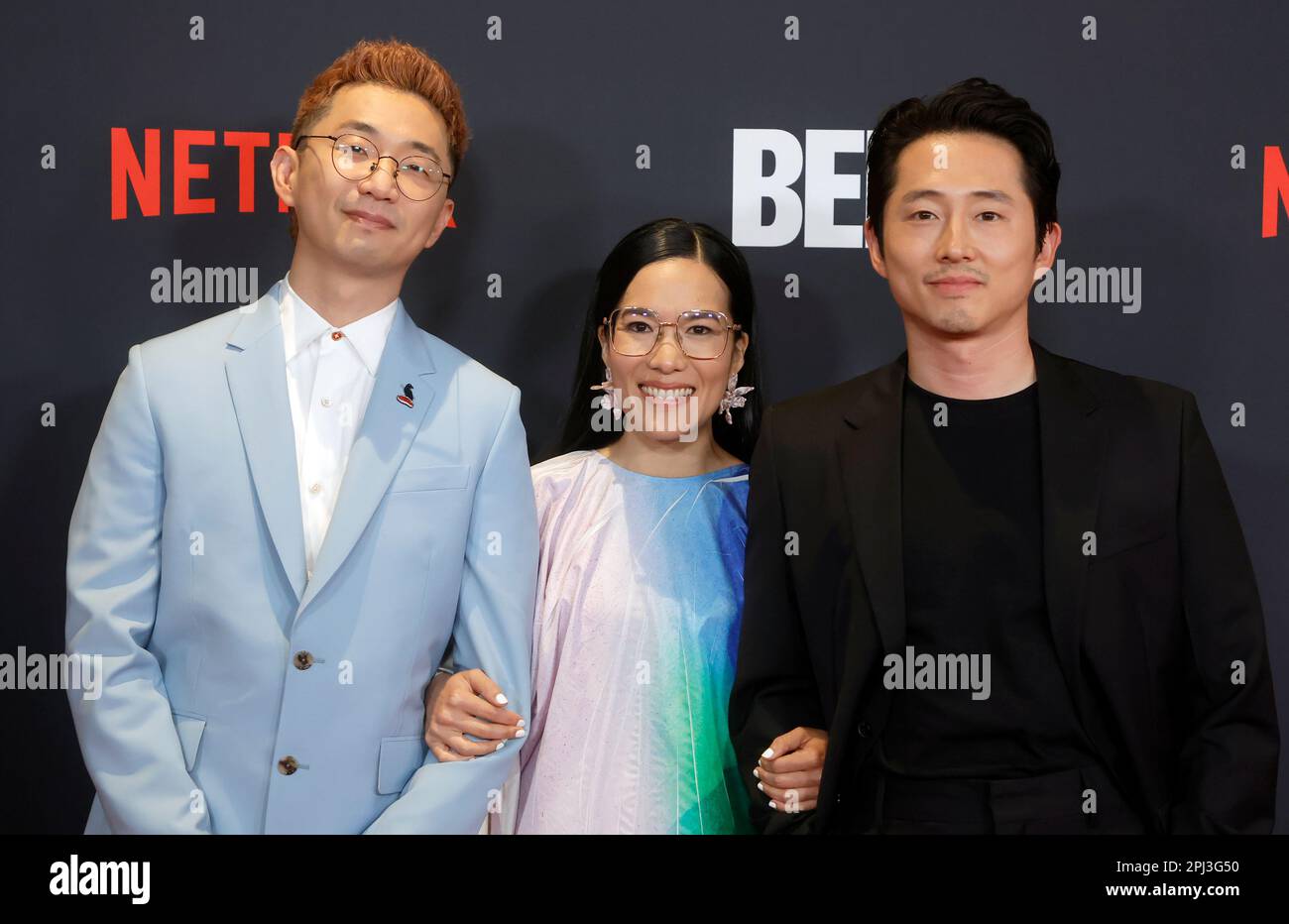 Los Angeles, California, USA. 30th Mar, 2023. Lee Sung Jin, Ali Wong, Steven Yeun. Los Angeles ...