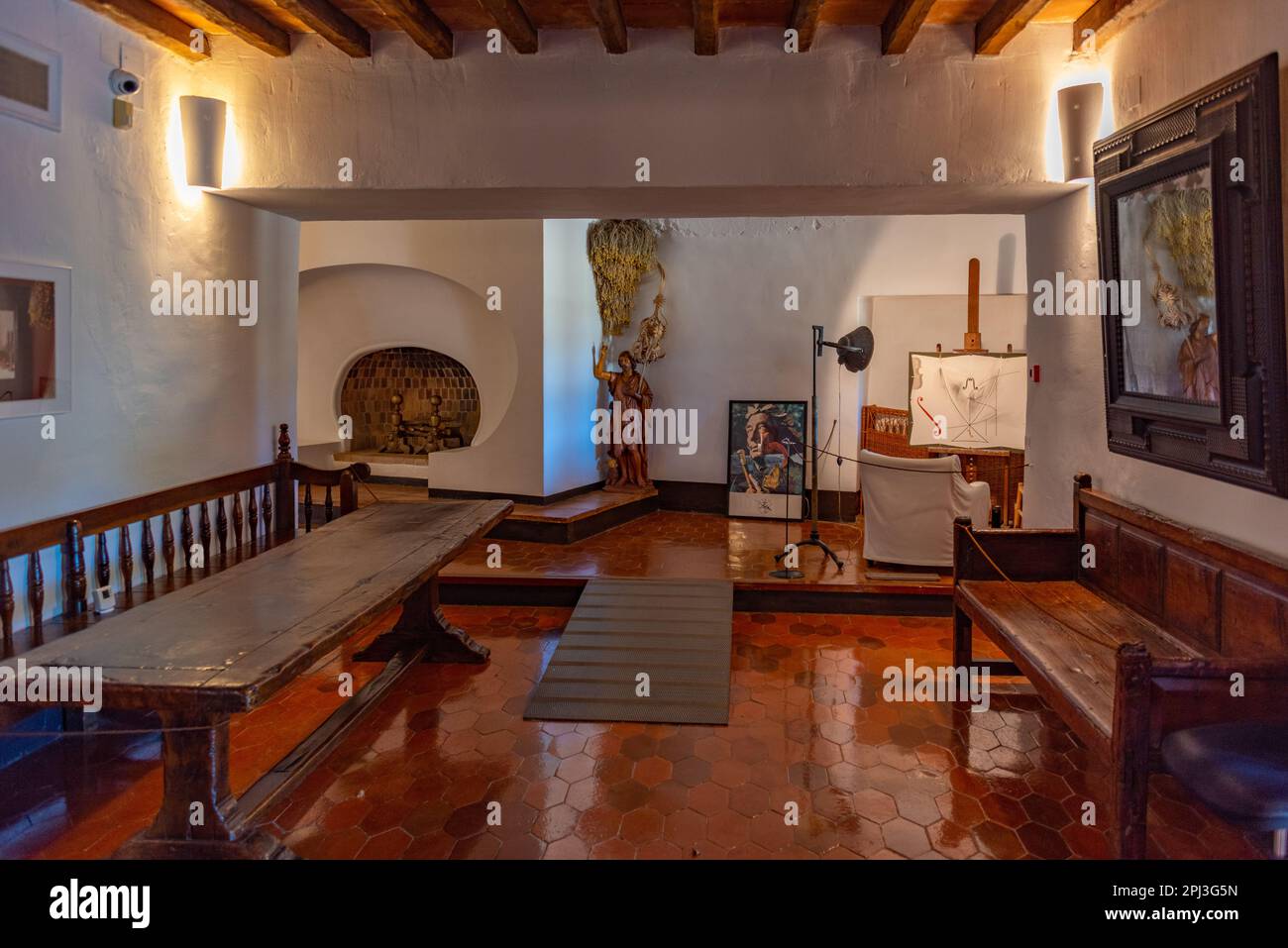 Pubol, Spain, May 26, 2022: Chambers at the Castell Gala Dali de Pubol ...