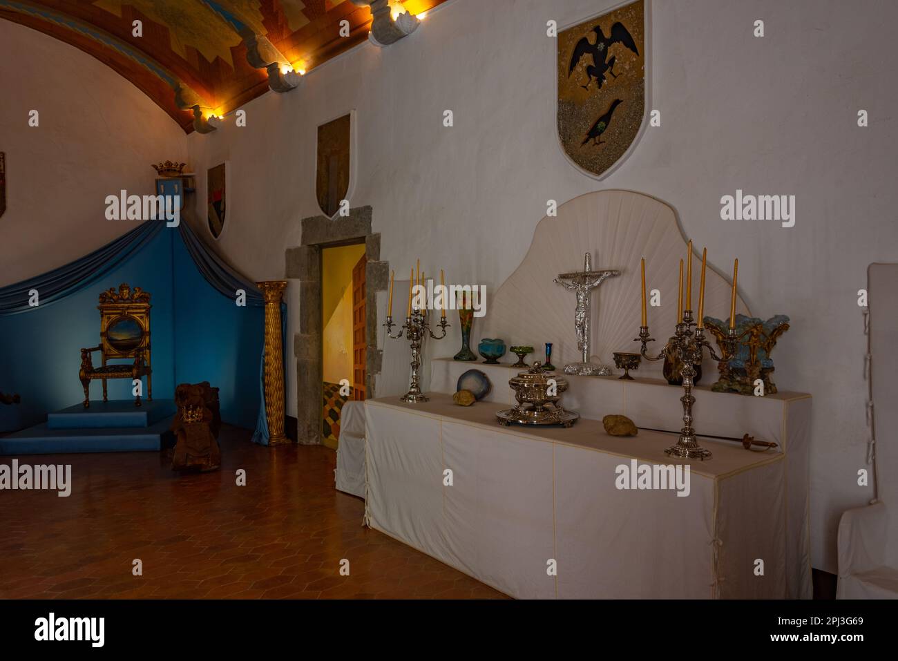 Pubol, Spain, May 26, 2022: Chambers at the Castell Gala Dali de Pubol ...