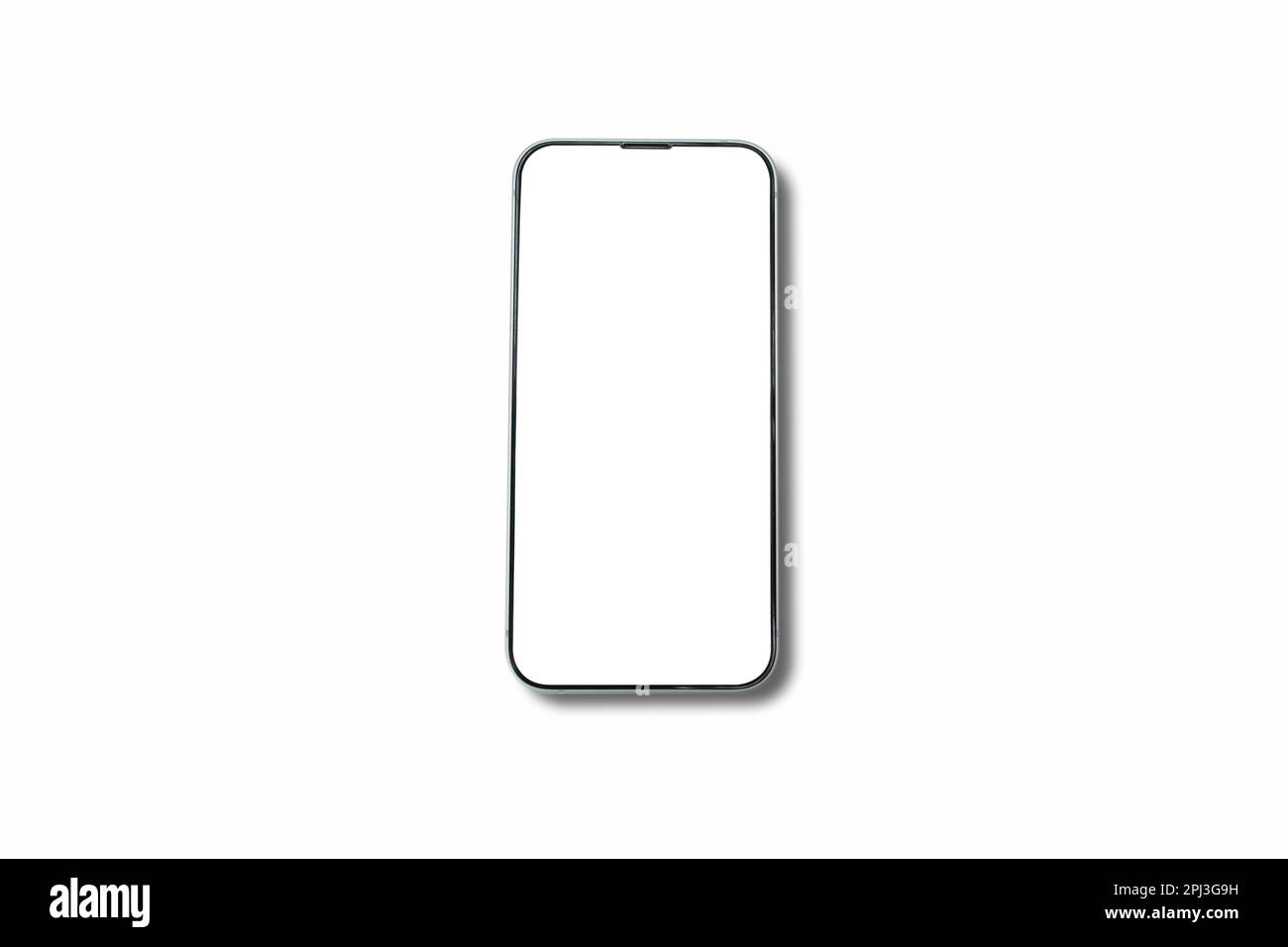 Concept for brochure and advertisement. A phone with white display on ...