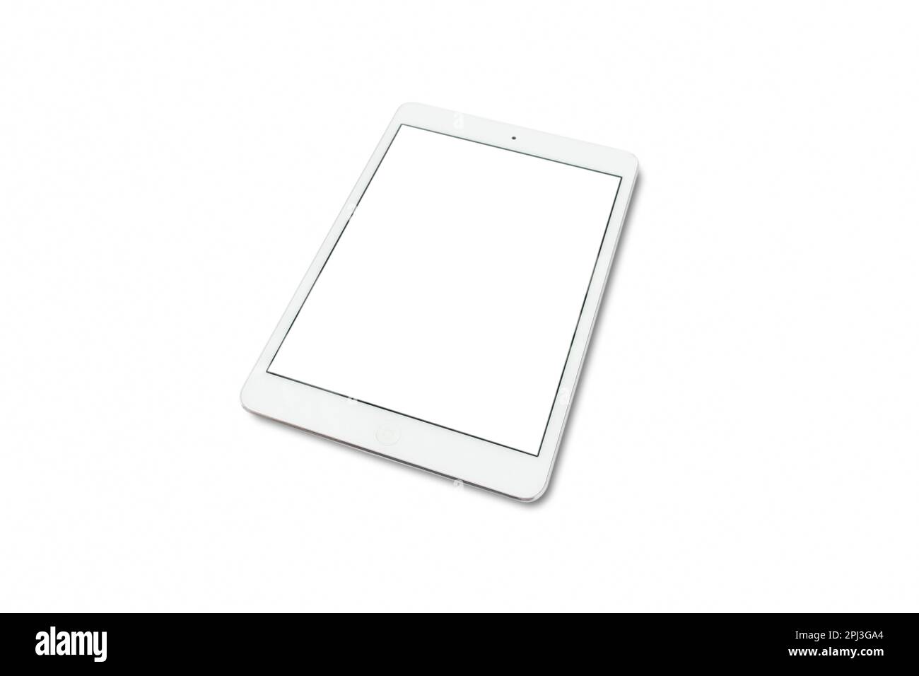 Concept for advertisement and brochure. A tablet with white screen ...
